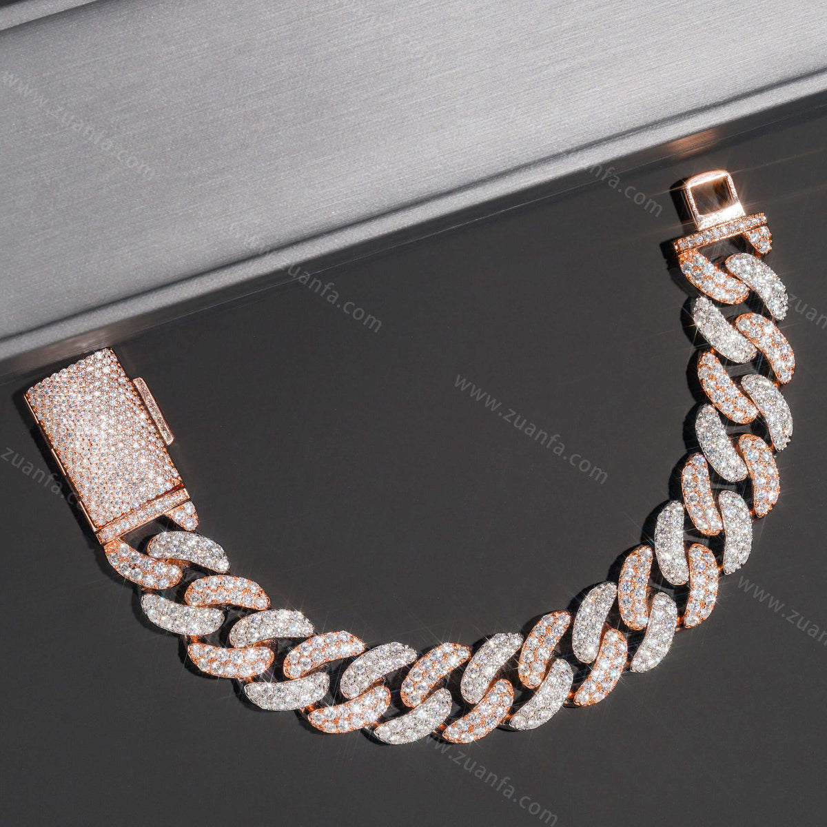 Two Tone 18MM Two Row Cuban Link Bracelet – Zuanfa Jewelry
