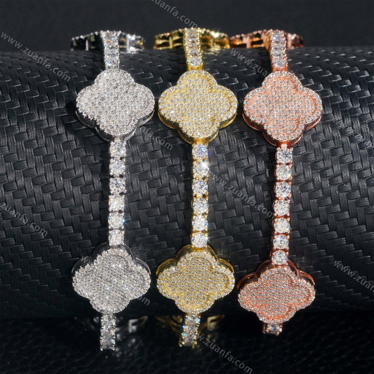 Iced Out Four Leaf Clover 3mm Tennis Bracelet – Zuanfa Jewelry