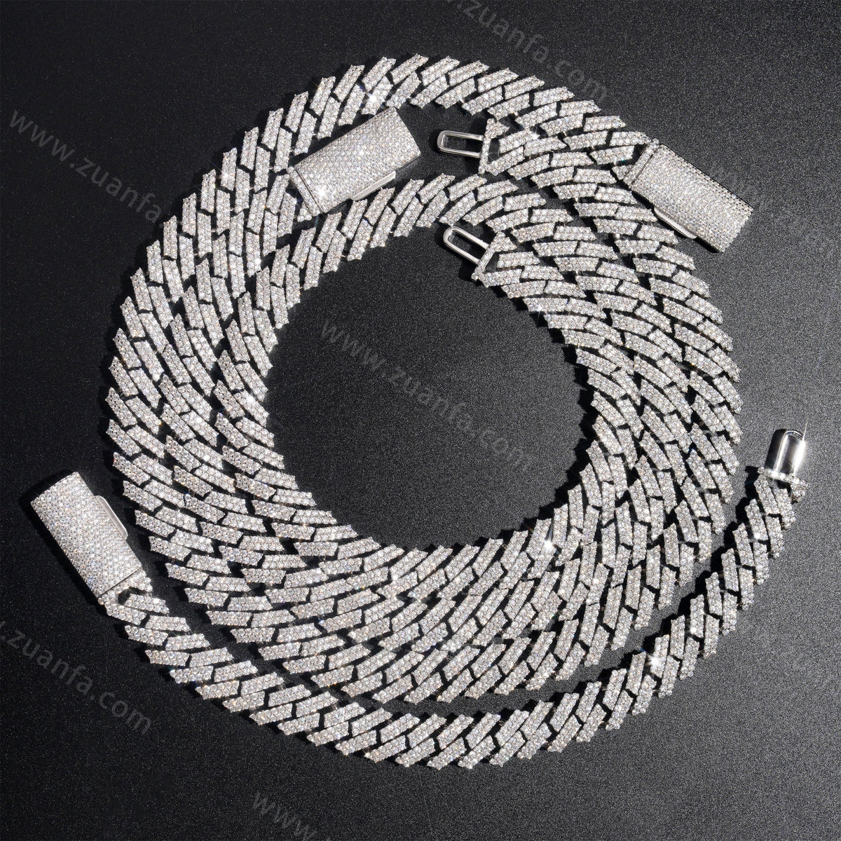Straight Two Row 12MM Moissanite Cuban Link Chain – Zuanfa Jewelry