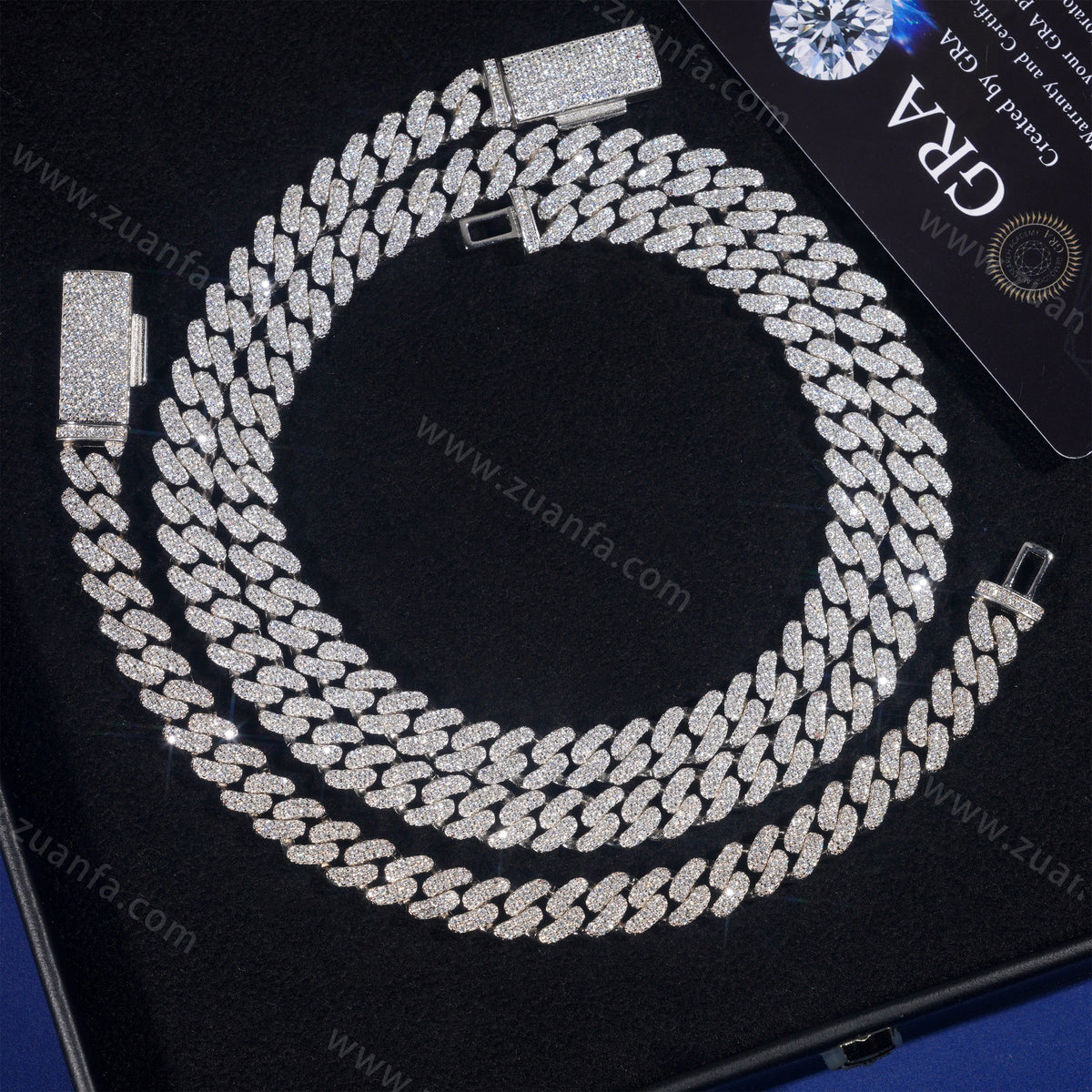 Two Row 8MM Moissanite Cuban Link Chain – Zuanfa Jewelry