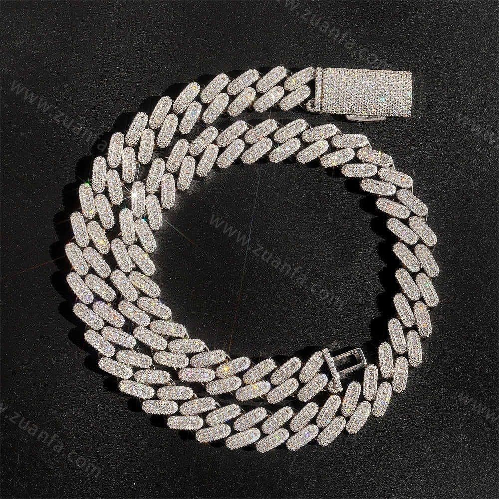 Round Shape 14MM Moissanite Cuban Link Chain – Zuanfa Jewelry